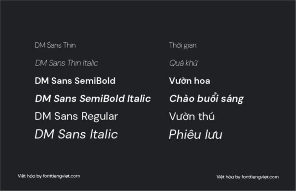 Fonttiengviet.com | [Shop font] Bộ 18 Font Việt hóa 1FTV VIP DM Sans - Fonttiengviet.com